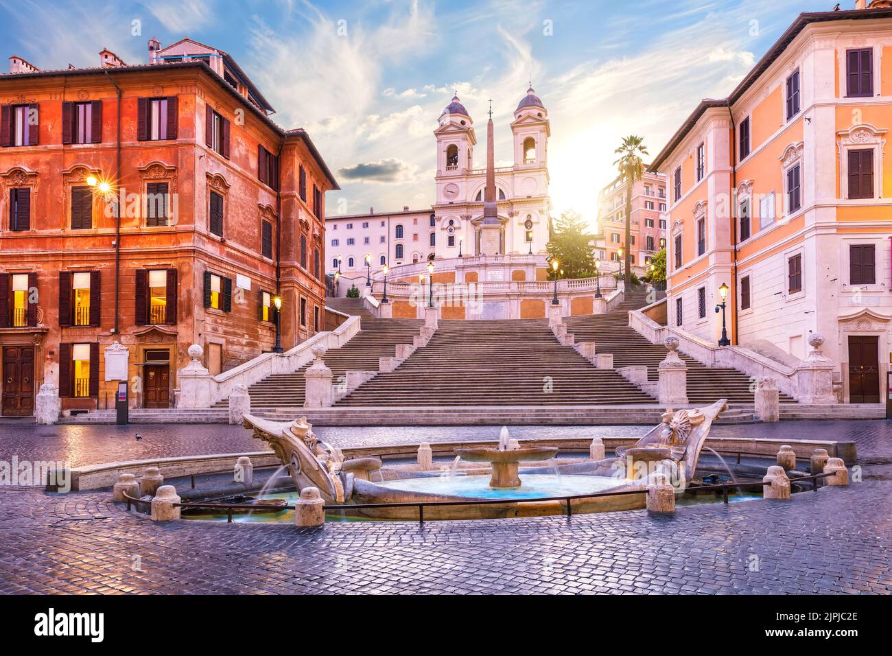 spanish steps, piazza di spagna, fontana della barcaccia, santissima ...