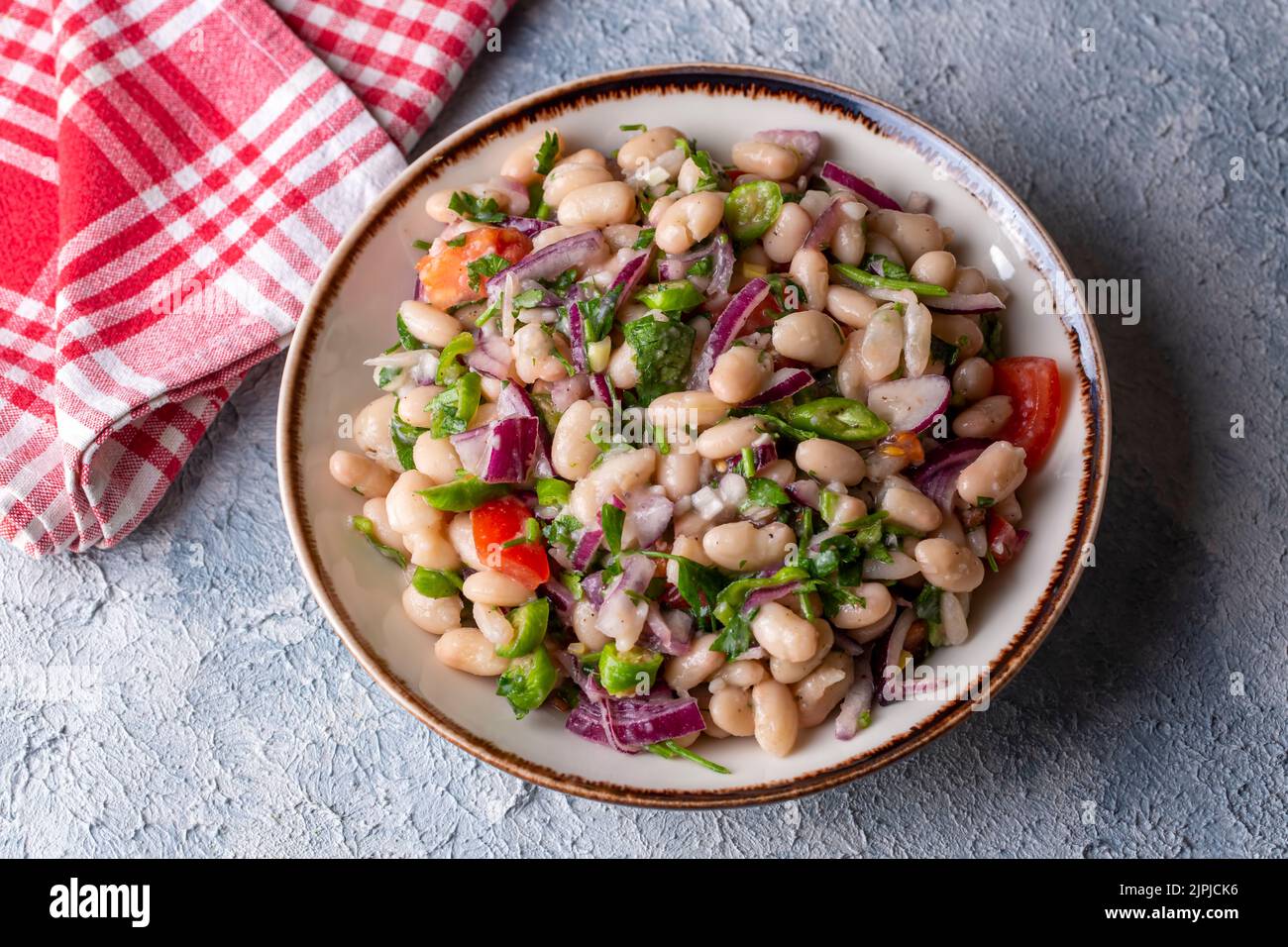 Turkish foods; dried beans salad (Turkish name; piyaz Stock Photo - Alamy