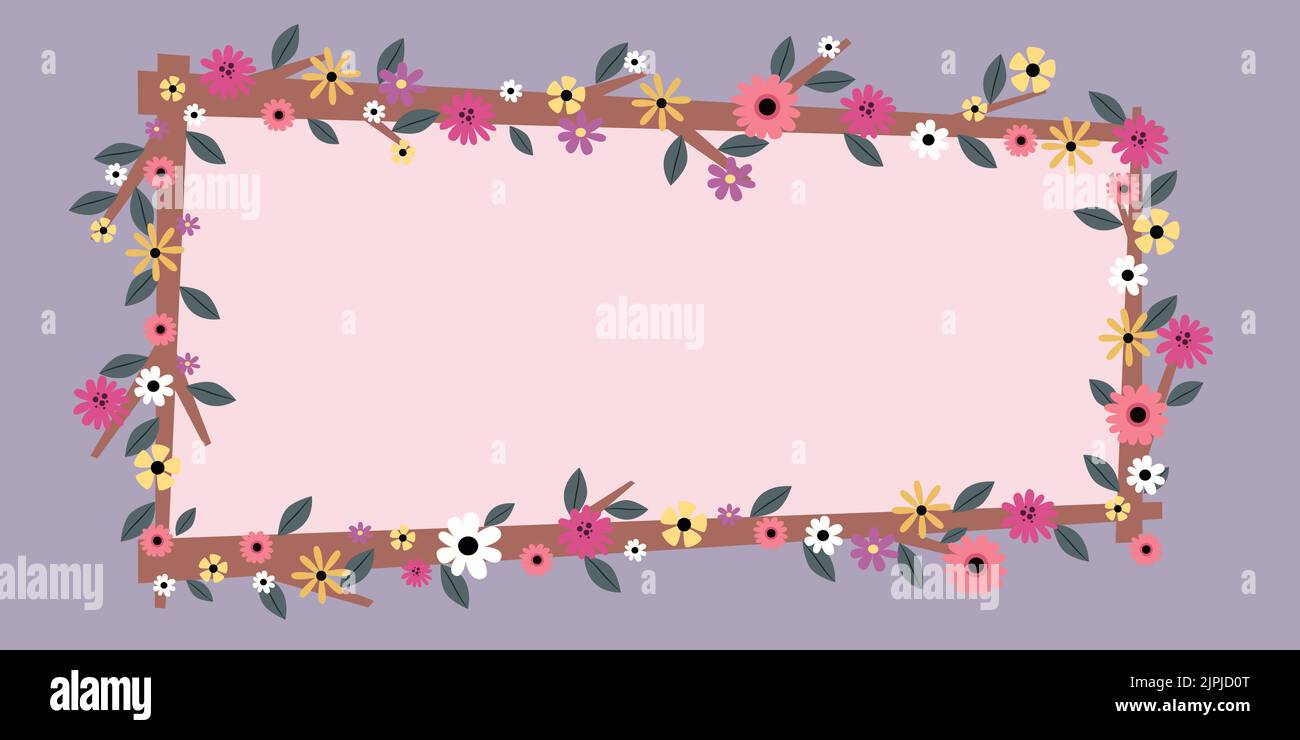 Frame With Leaves And Flowers Around And Important Announcements Inside ...