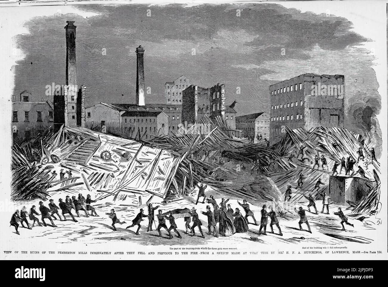 View of the ruins of the Pemberton Mills immediately after they fell ...