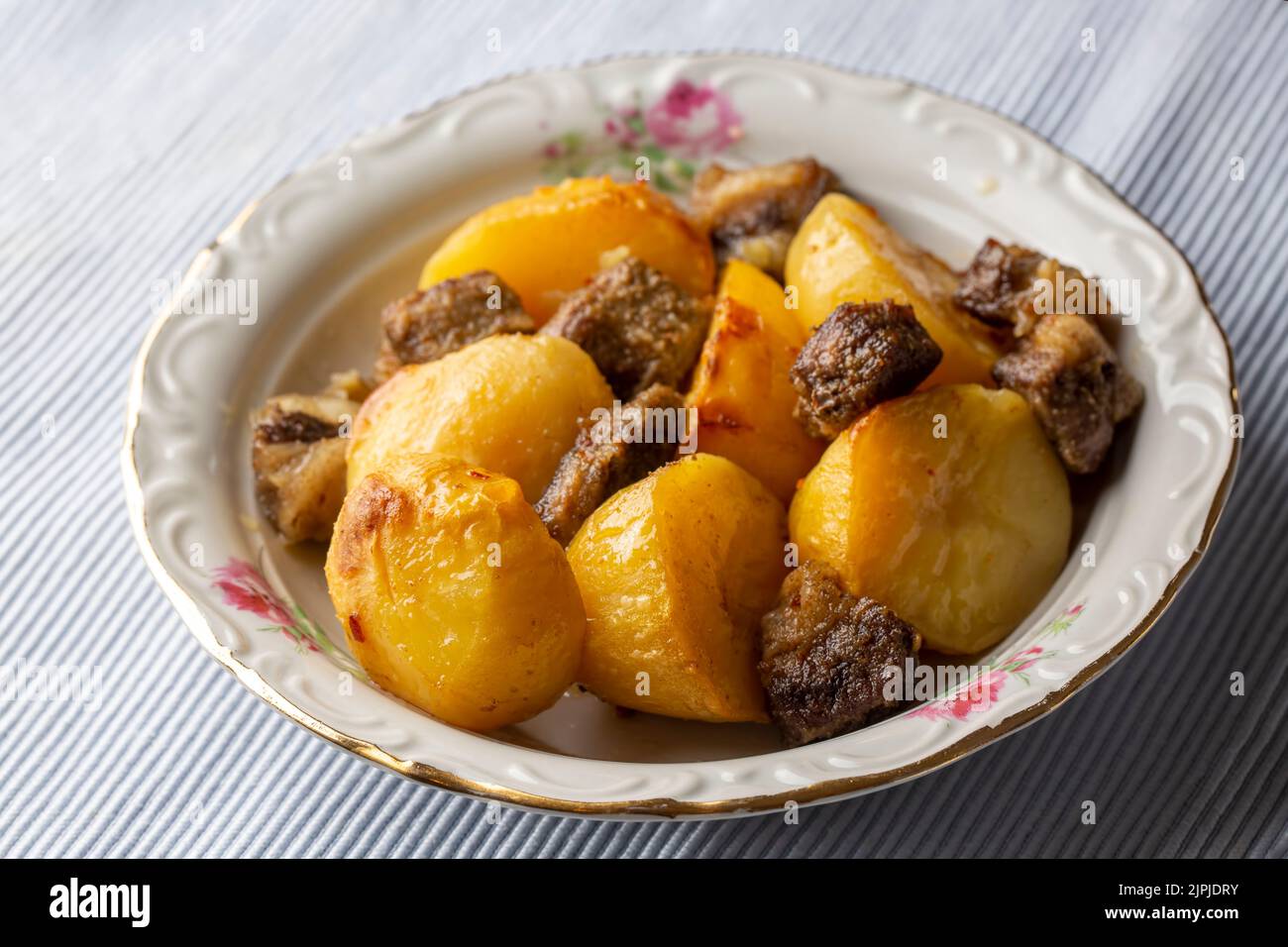 From traditional delicious Turkish food; potato and meat dish in ...