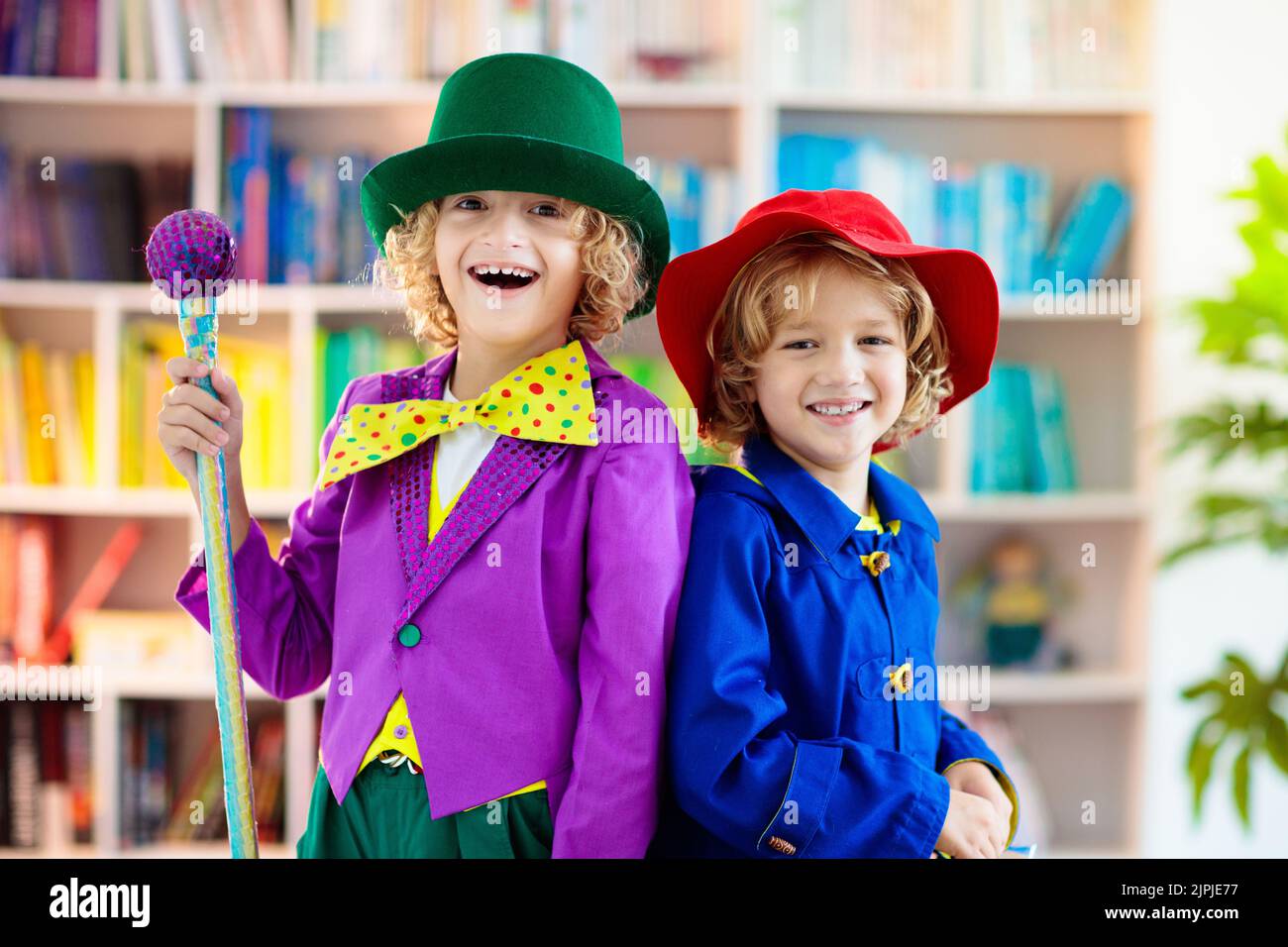 Kids in book character costume. School dress up party. English language ...