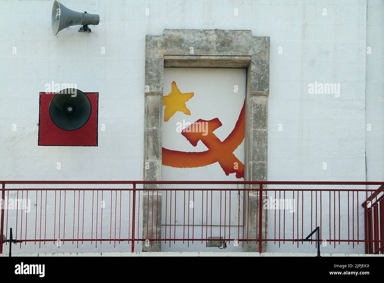 Communist symbols outside of a building in Carovigno, Italy Stock Photo ...