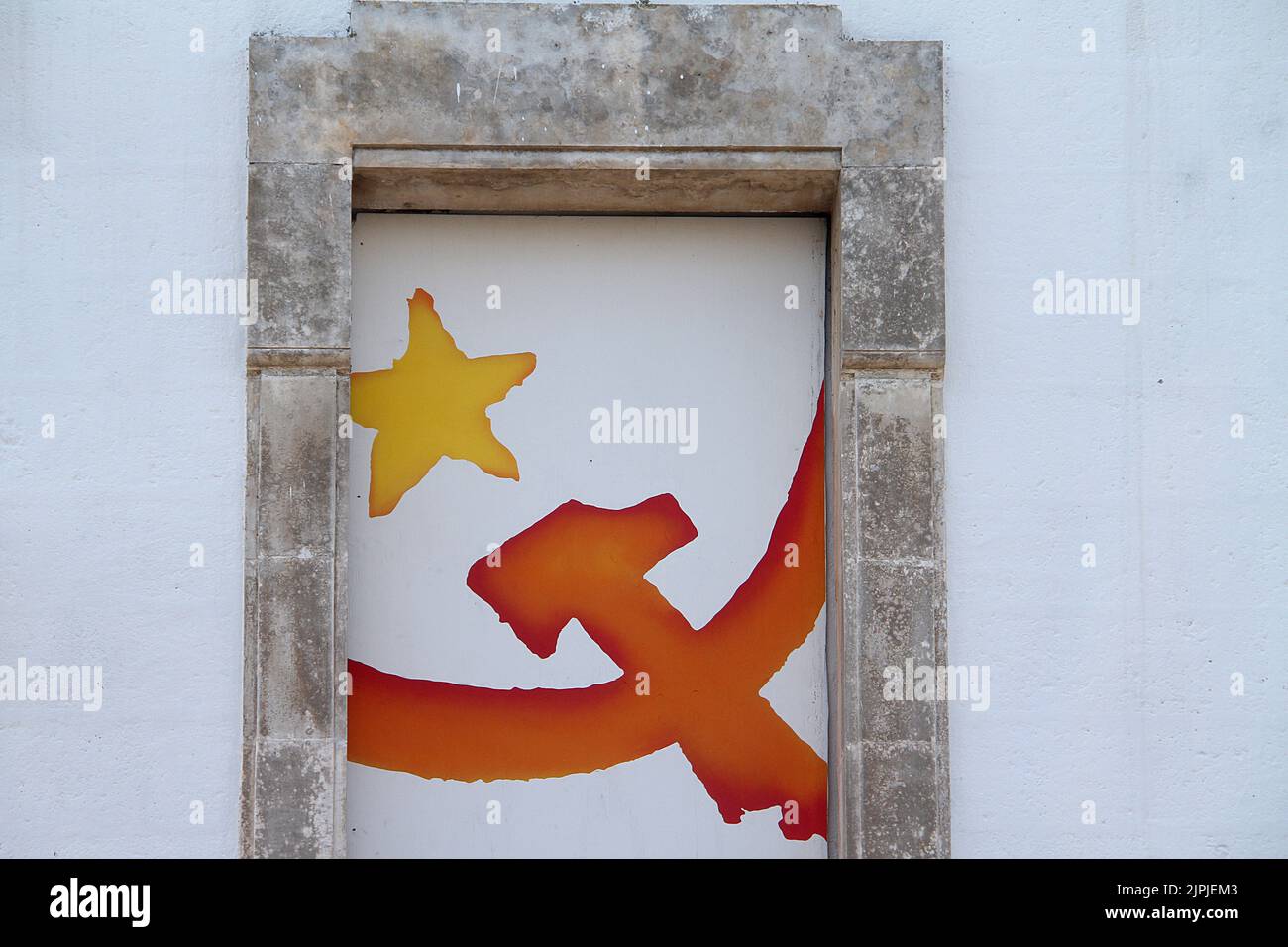 Communist symbols outside of a building in Carovigno, Italy Stock Photo ...