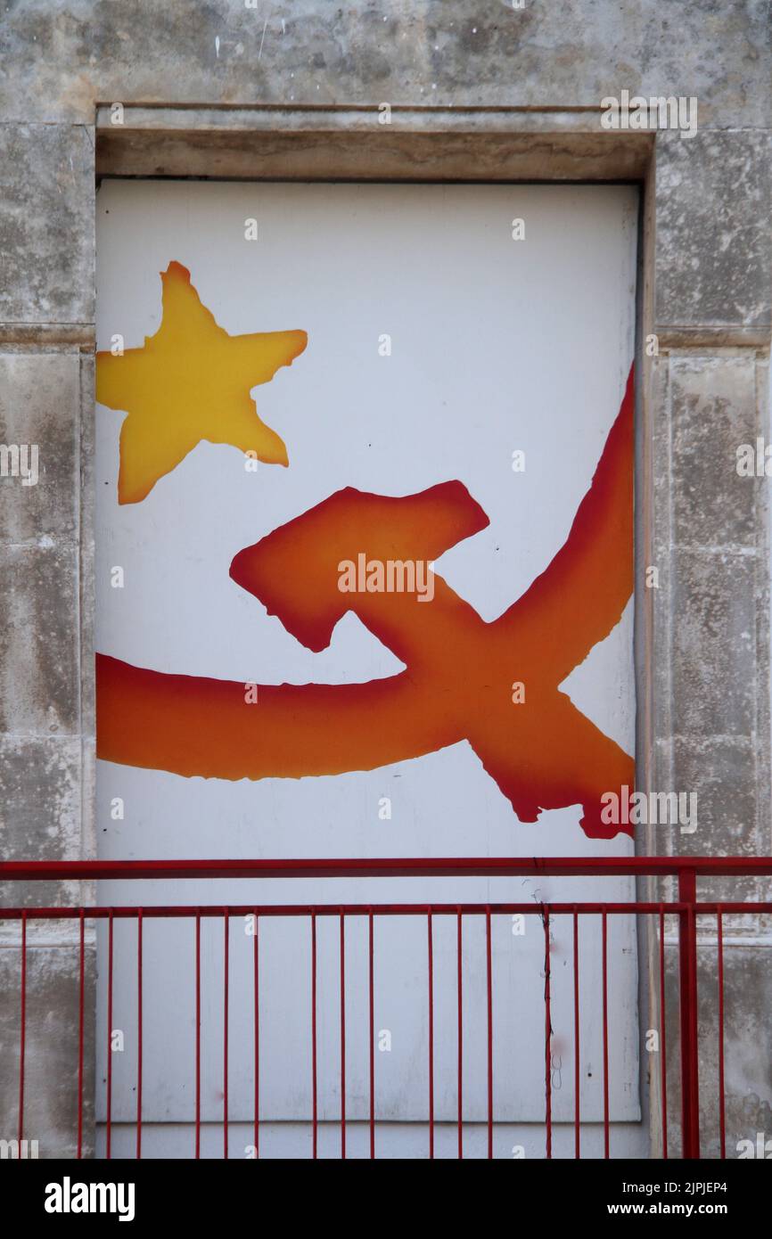 Communist symbols outside of a building in Carovigno, Italy Stock Photo ...