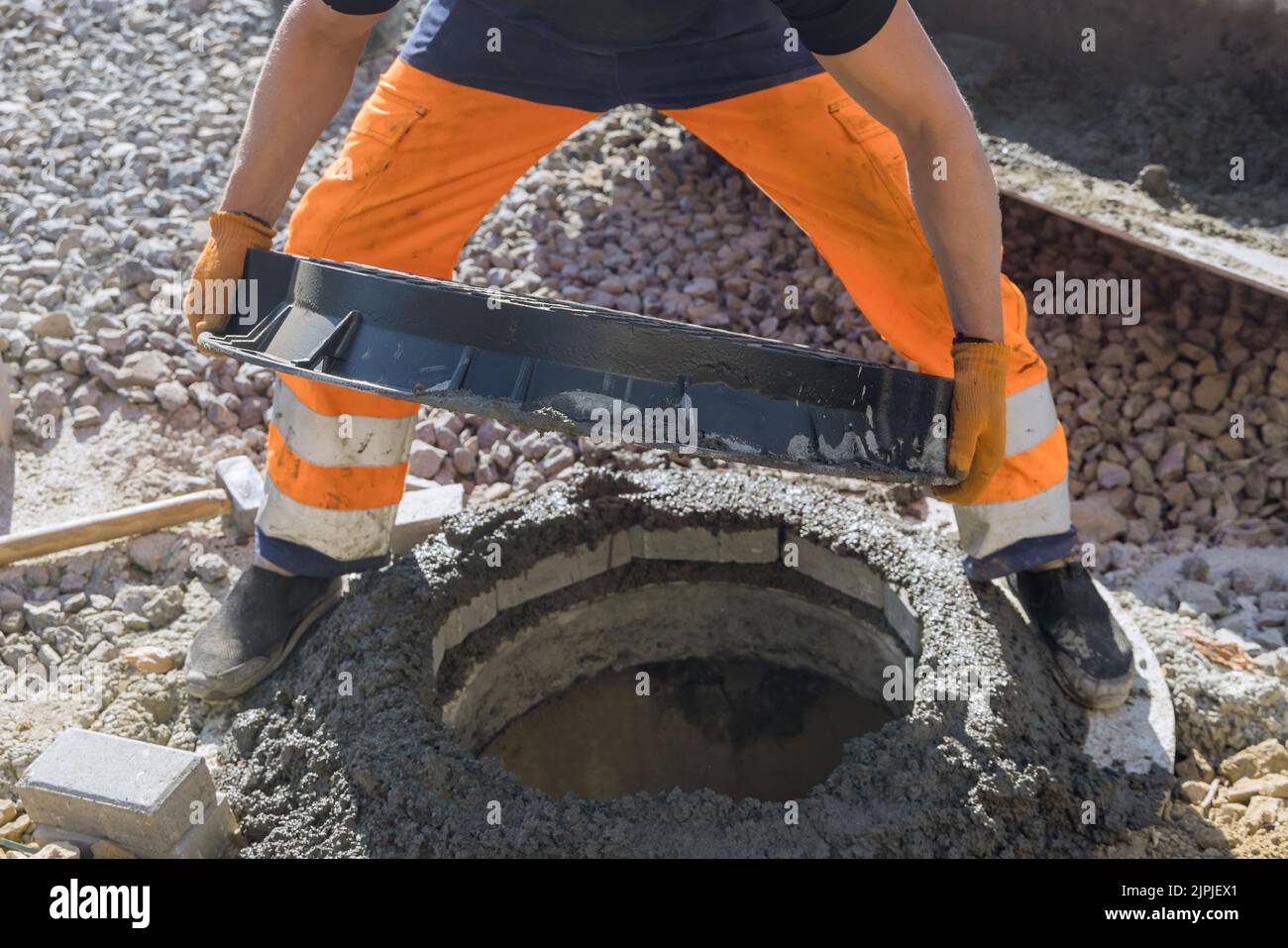 road construction, manhole, sewer, construction, road constructions ...