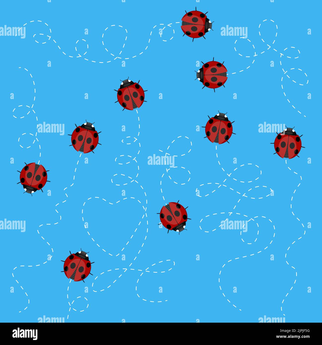 Ladybug Pattern on Blue Background. Ladybird Texture Stock Vector Image ...