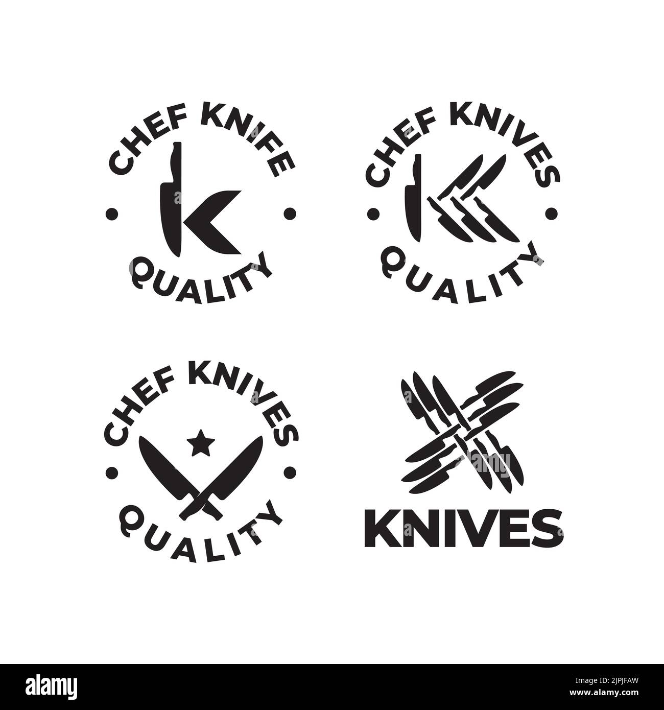 A vector of four different black logo ideas for chef knives company on ...