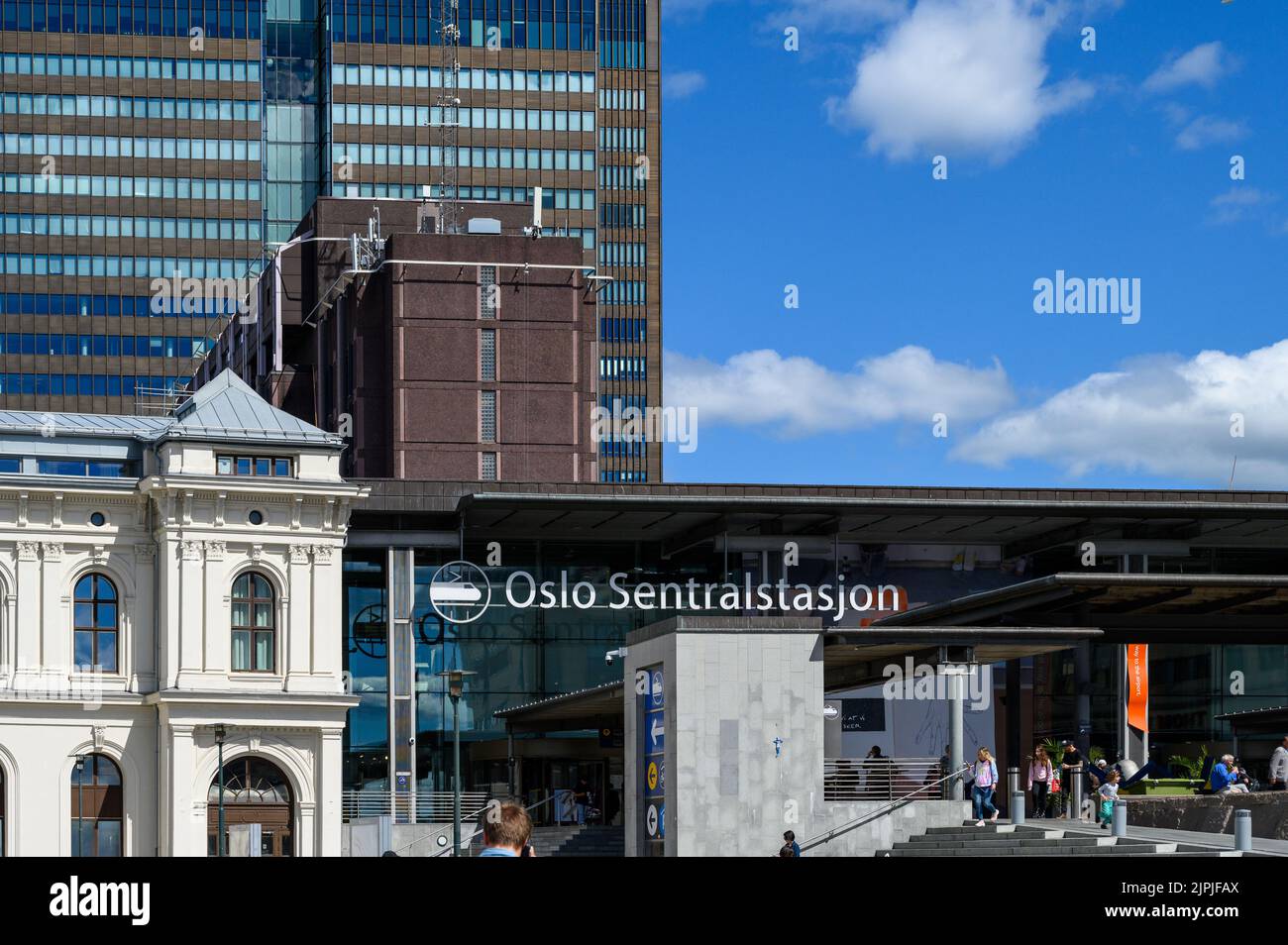OSLO, NORWAY – JULY 10, 2022: Oslo central train station, main entrance ...