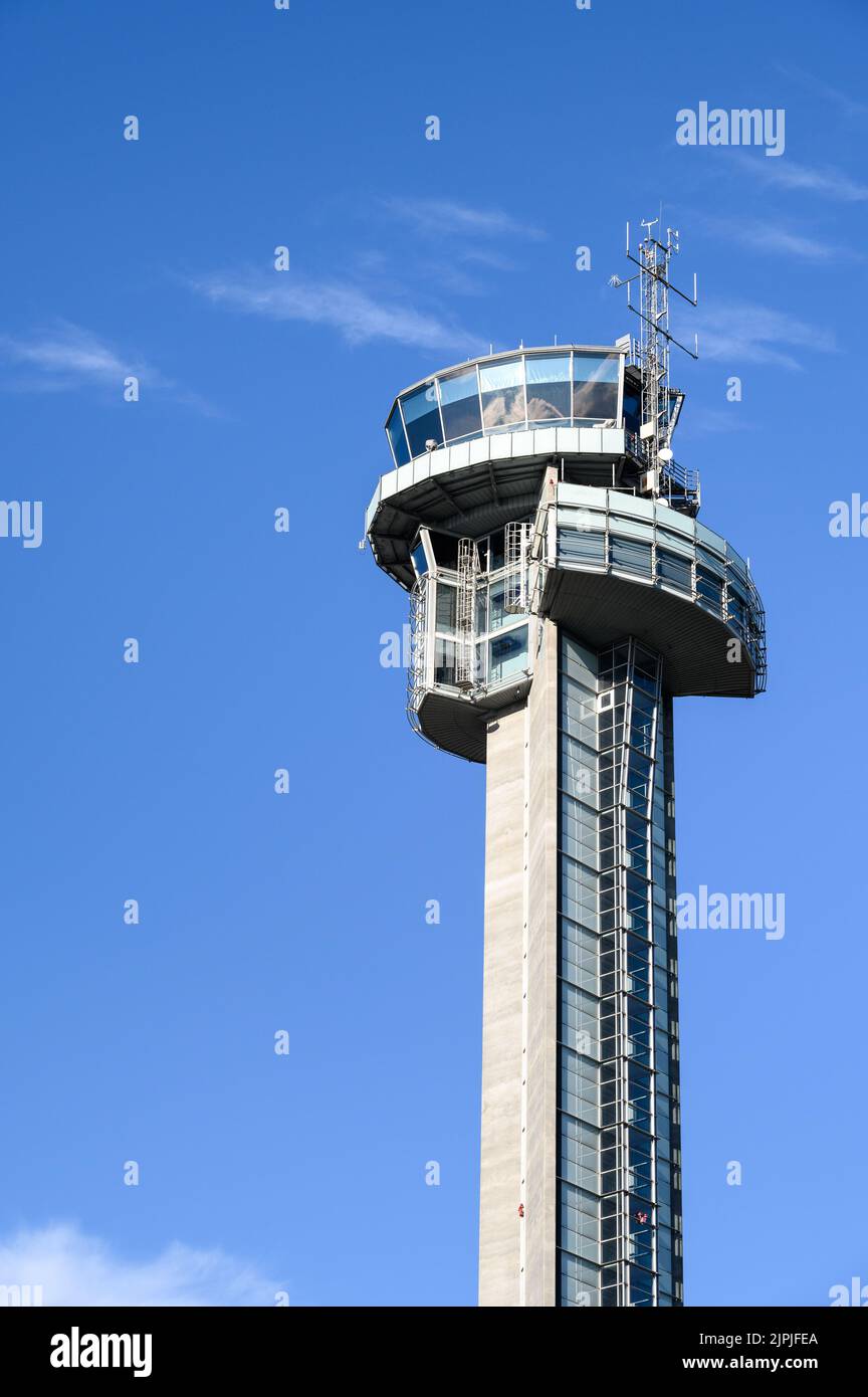 OSLO, NORWAY – JULY 10, 2022: Oslo airport control tower on a sunny day ...