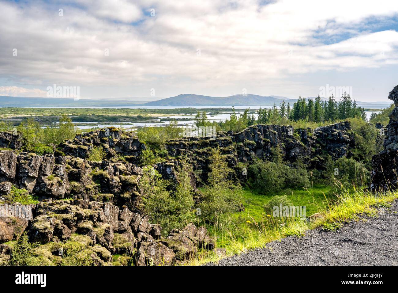 Bláskógabyggð, Iceland - July 2, 2022 View of the Thingvallavatn lake ...