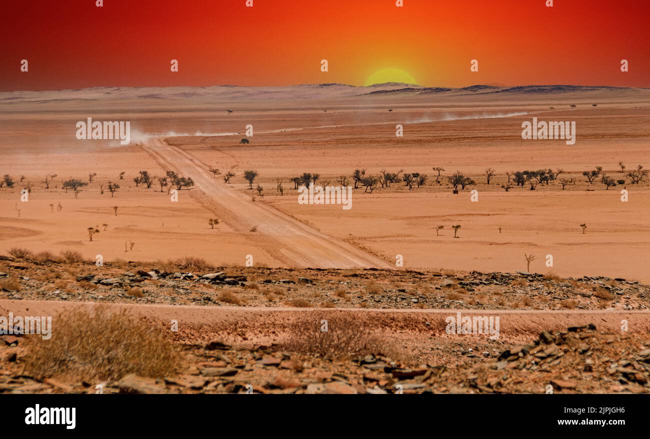 sunset, desert, namibia, sunsets, deserts, wüste, namibias Stock Photo ...