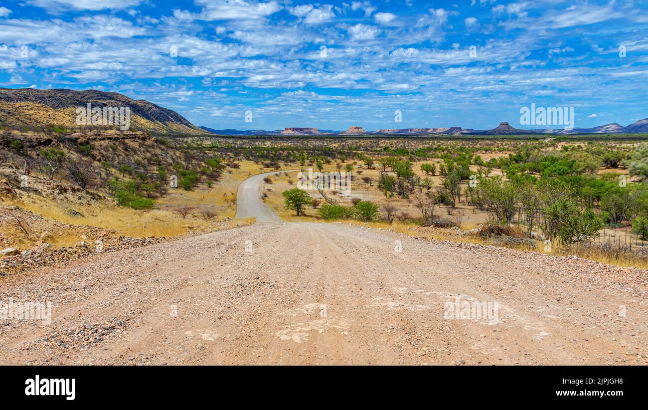 namibia, gravel street, felslandschaft, ugab, ugab terrace, namibias ...