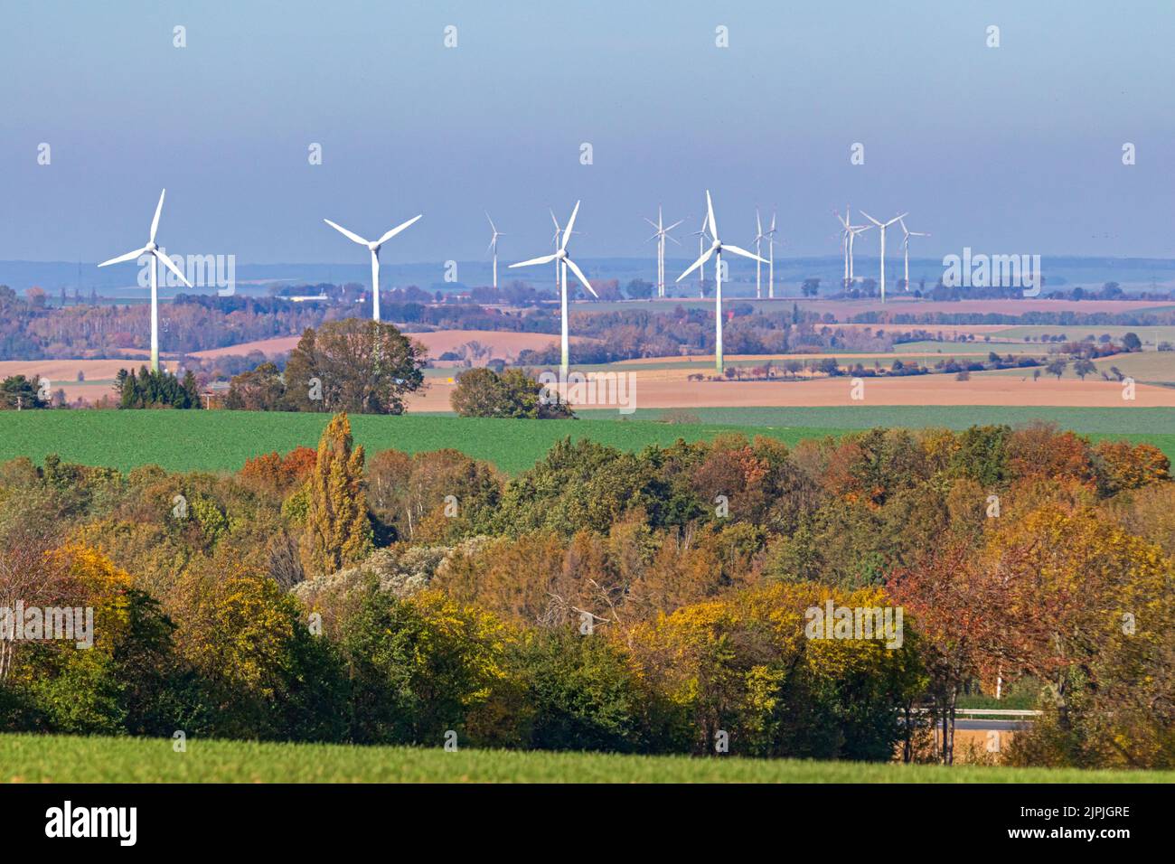 autumn, saxony, fields, wind turbines, fall, saxonies, field, wind ...
