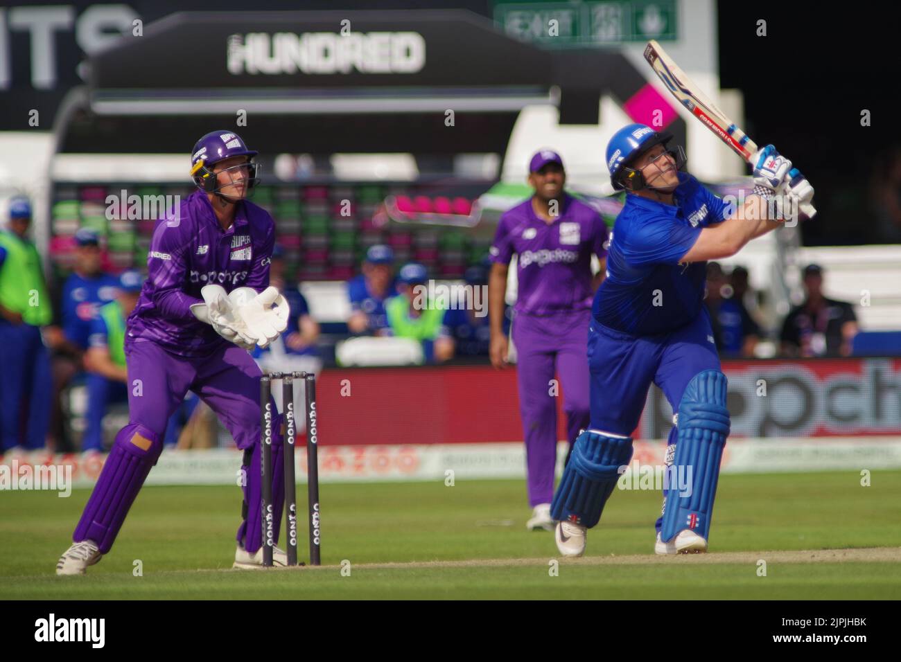 Leeds, England, 14 August 2022. Adam Rossington batting for London ...