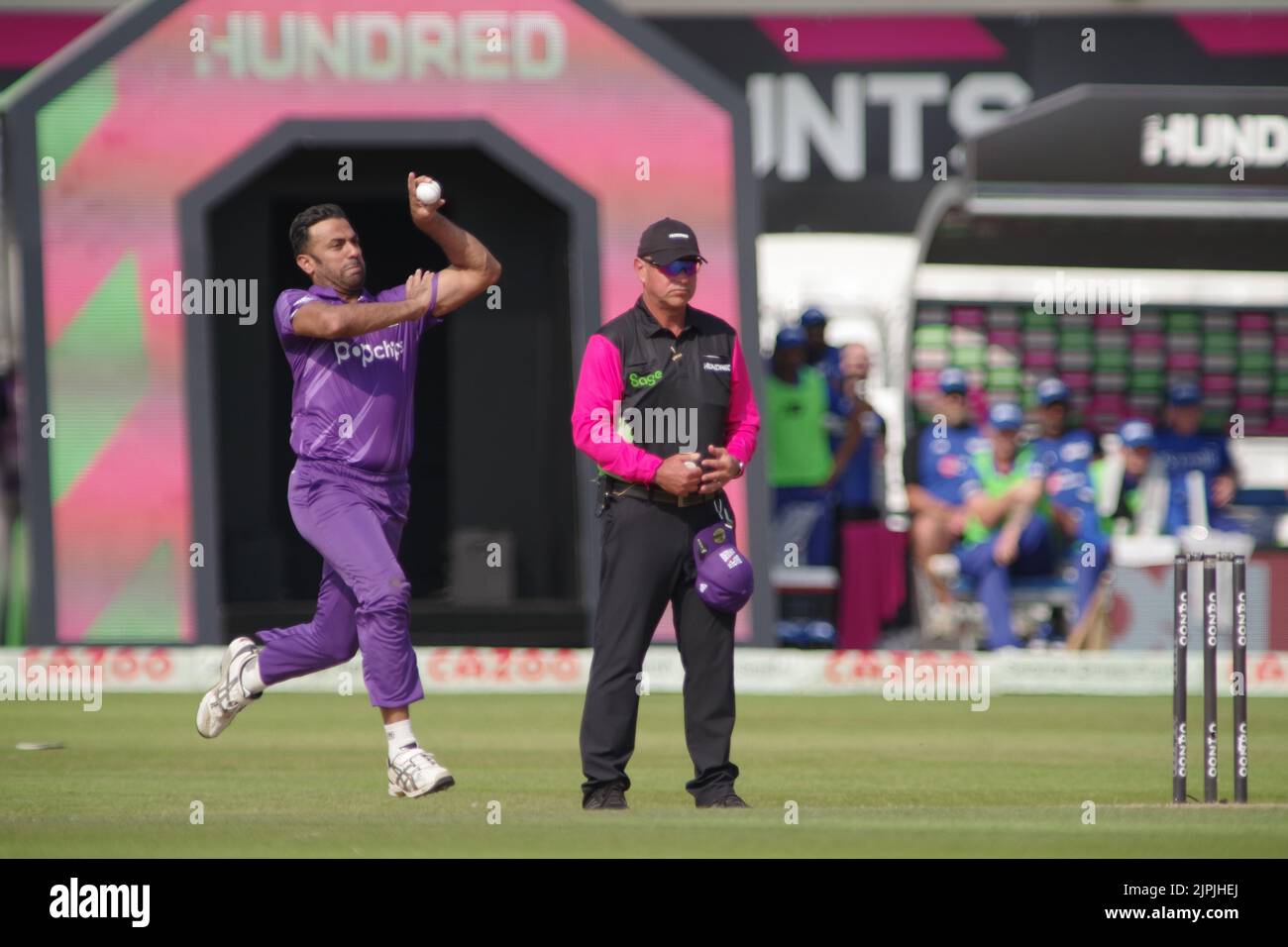Leeds, England, 14 August 2022. Wahab Riaz bowling for Northern ...