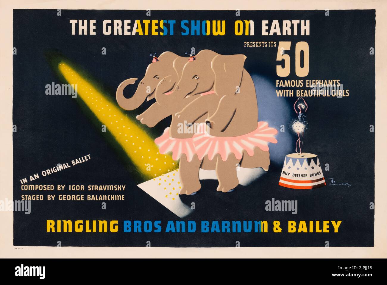 1942: Vintage advertising poster. Circus Poster, 1942. Ringling Brothers and Barnum & Bailey ...