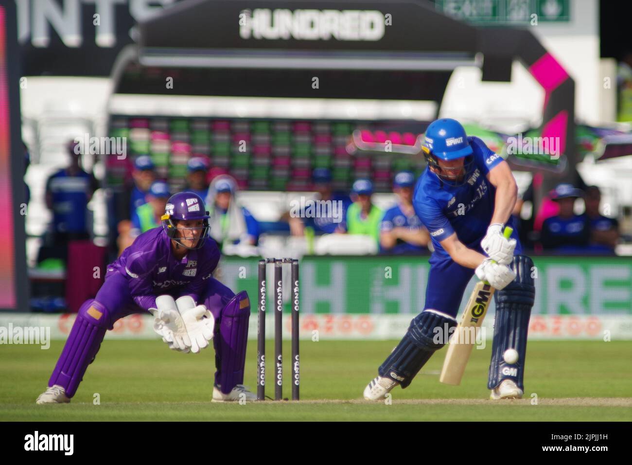 Leeds, England, 14 August 2022. Dan Lawrence playing for London Spirit ...