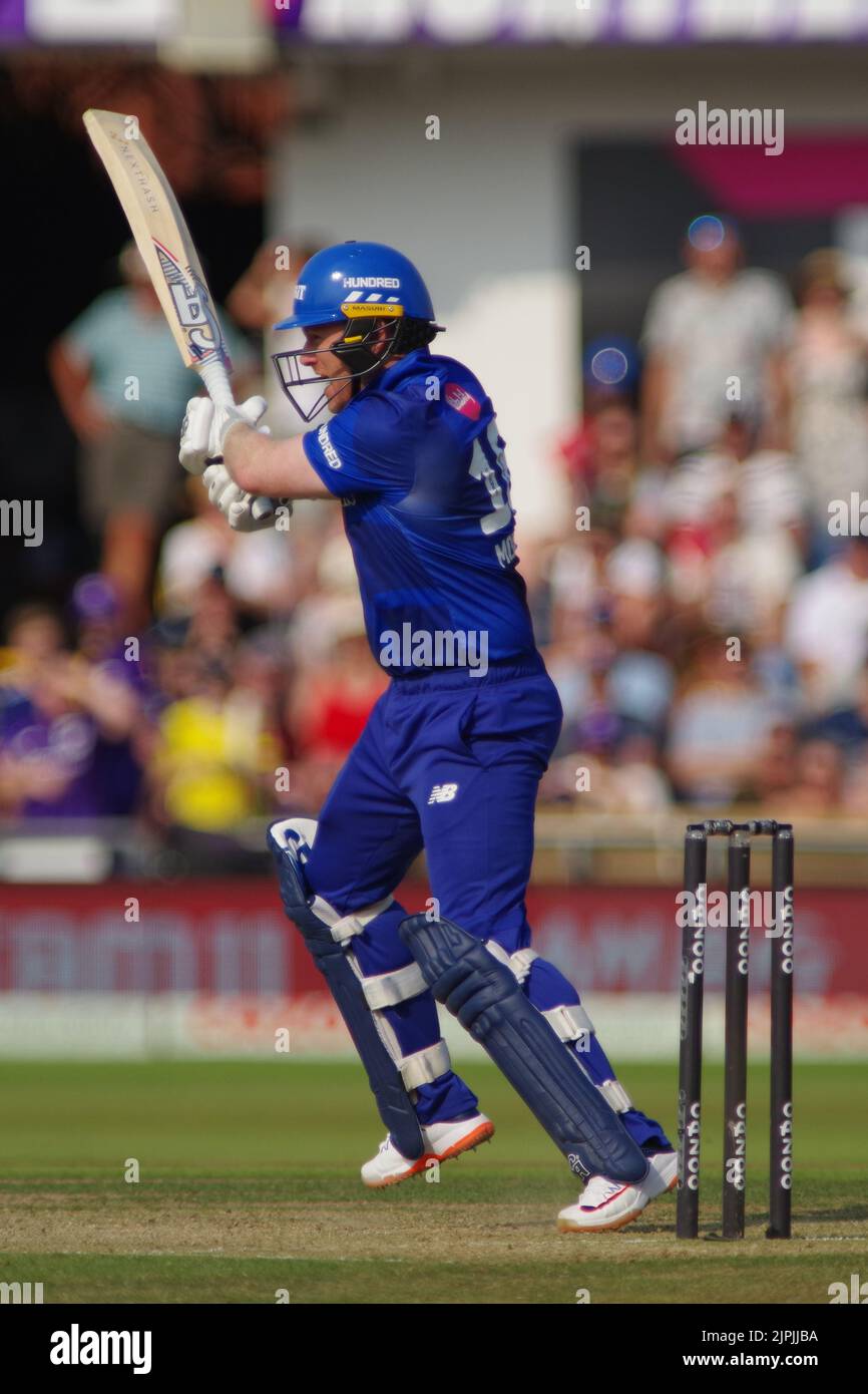 Leeds, England, 14 August 2022. Eoin Morgan batting for London Spirit ...