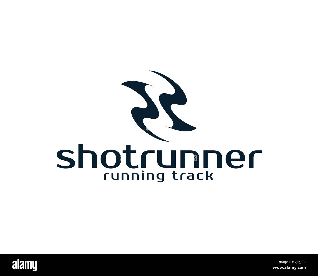 A creative logo with 'Shotrunner running track' text on a white ...