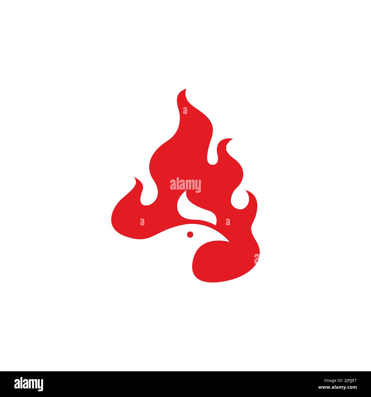 A creative logo of a Rooster with red fire on a white background Stock ...