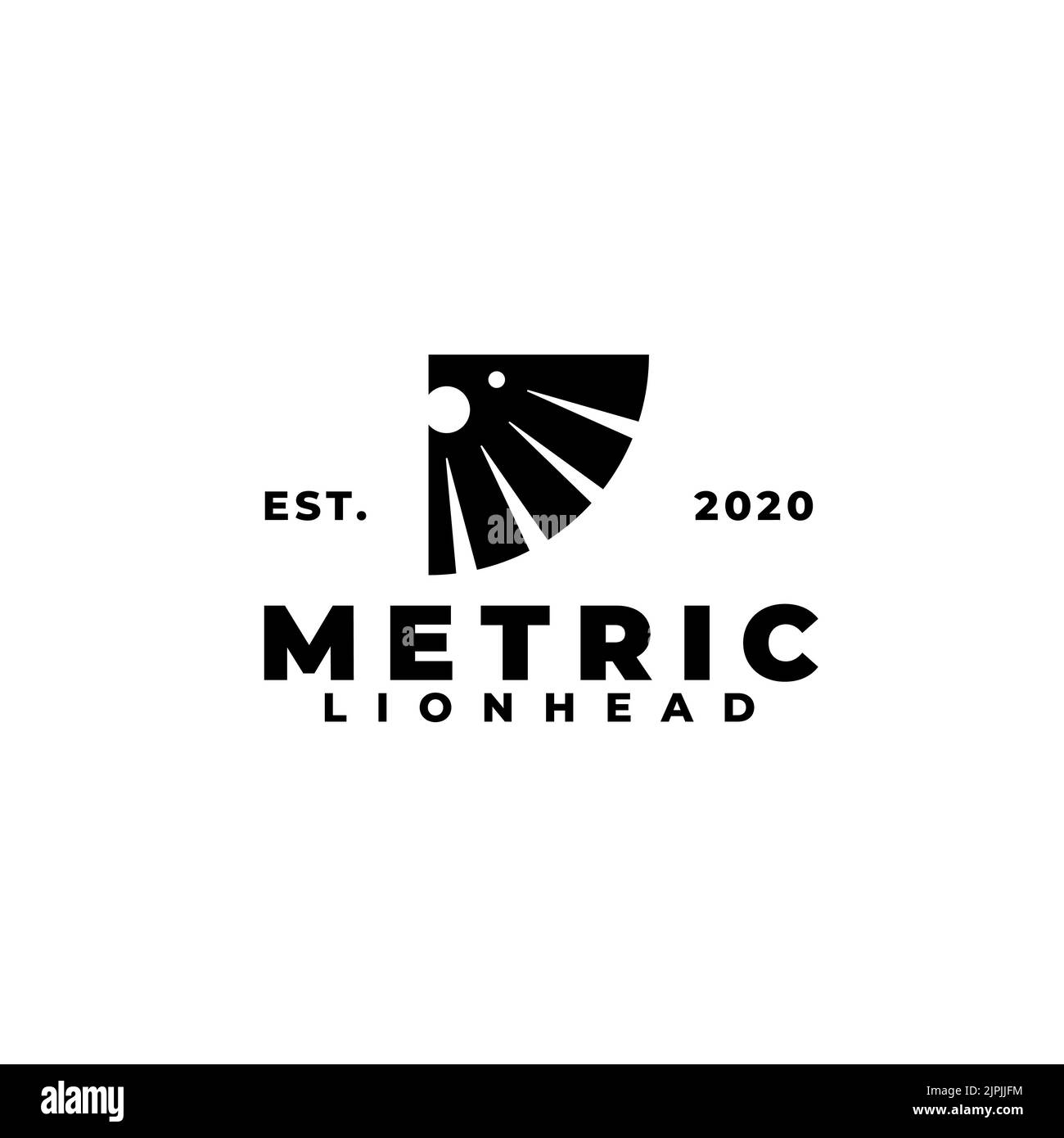 A creative logo with 'Metric Lionhead' text on a white background Stock ...