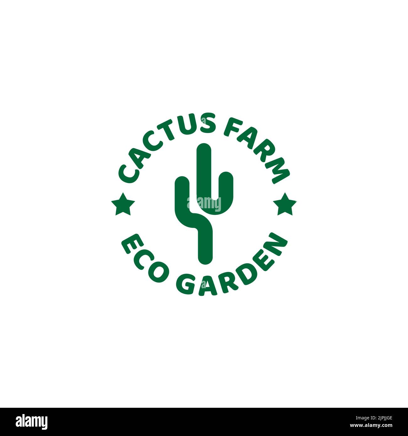 A creative logo with 'Cactus Farm' and 'Eco Garden' text on a white ...