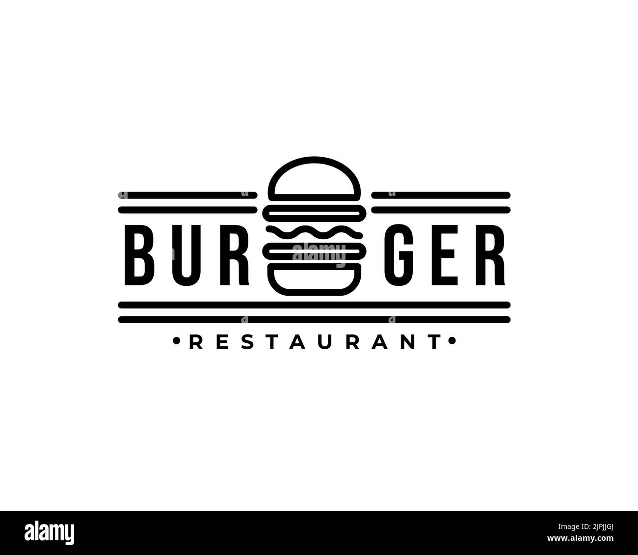 A creative logo with 'Burger Restaurant' text on a white background ...