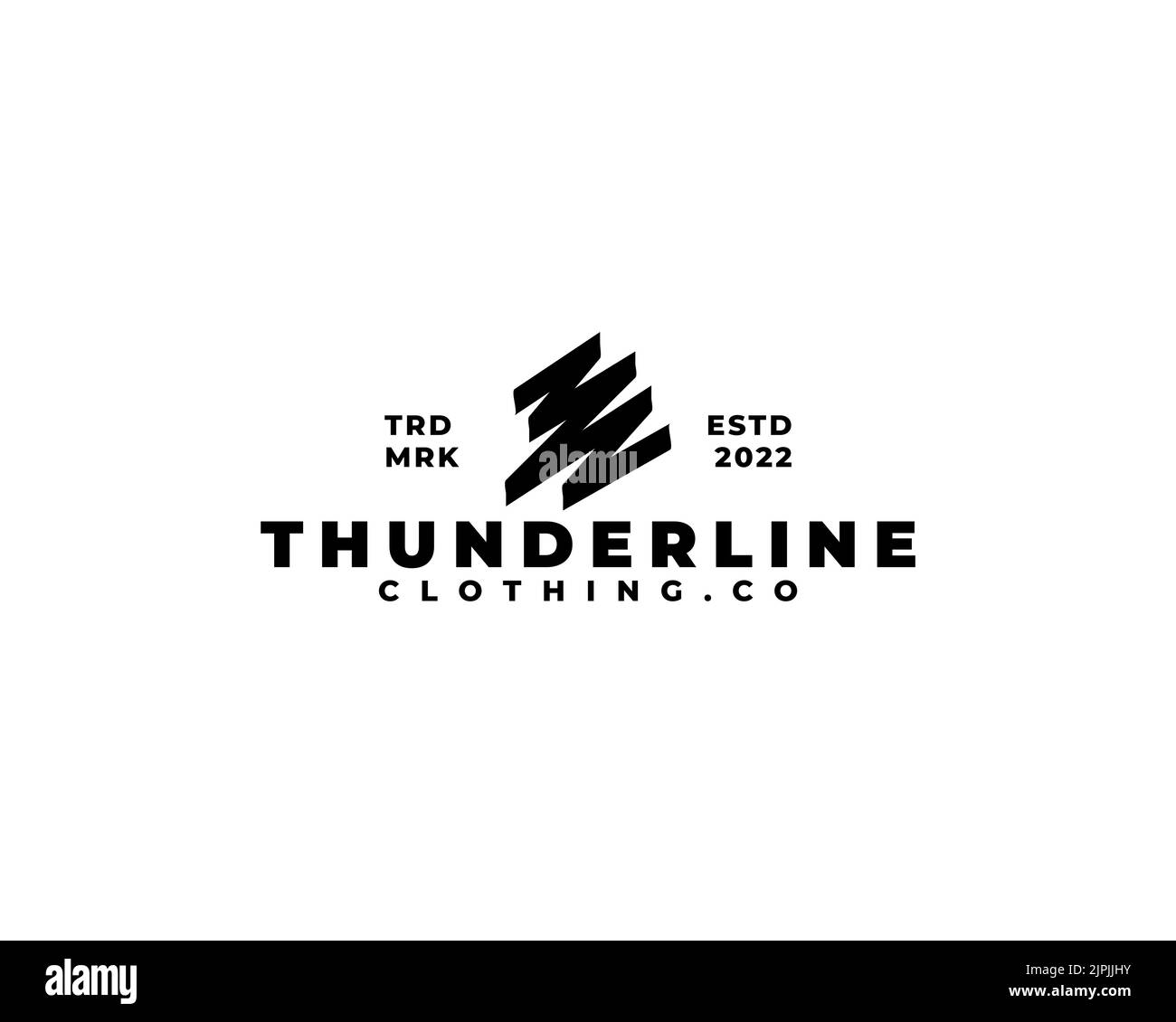 A creative logo with 'Thunderline Clothing.co' text on a white ...