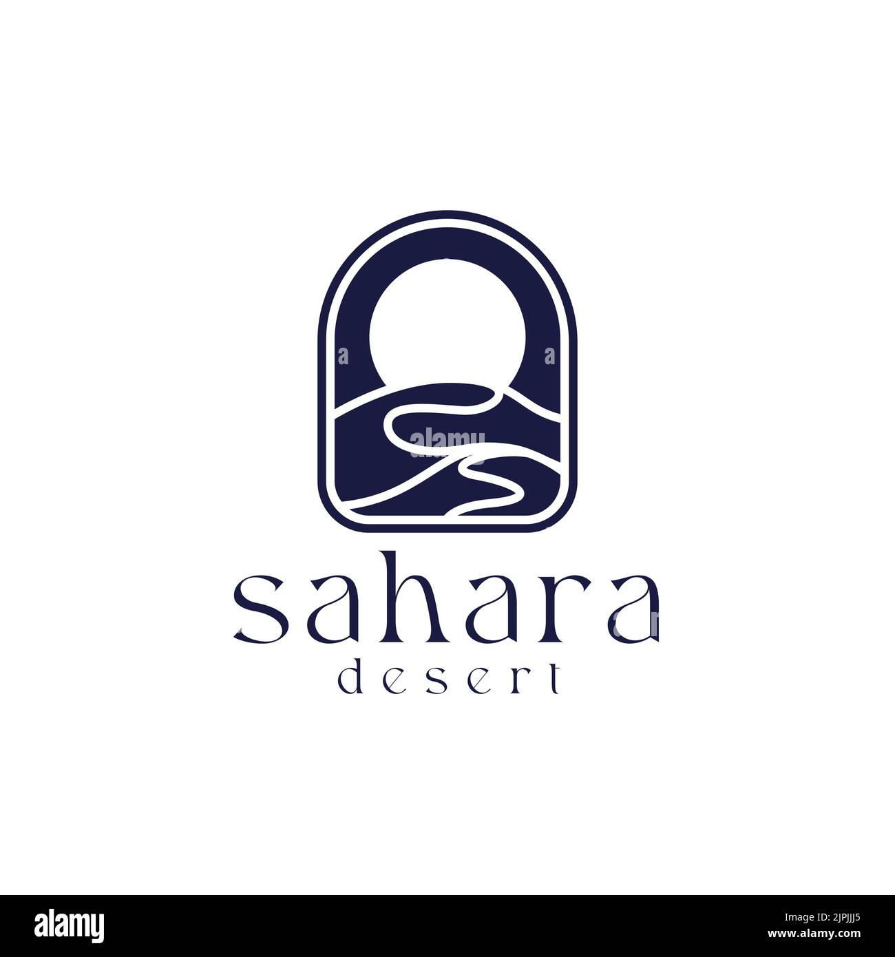 A creative logo with 'Sahara Desert' text on a white background Stock ...