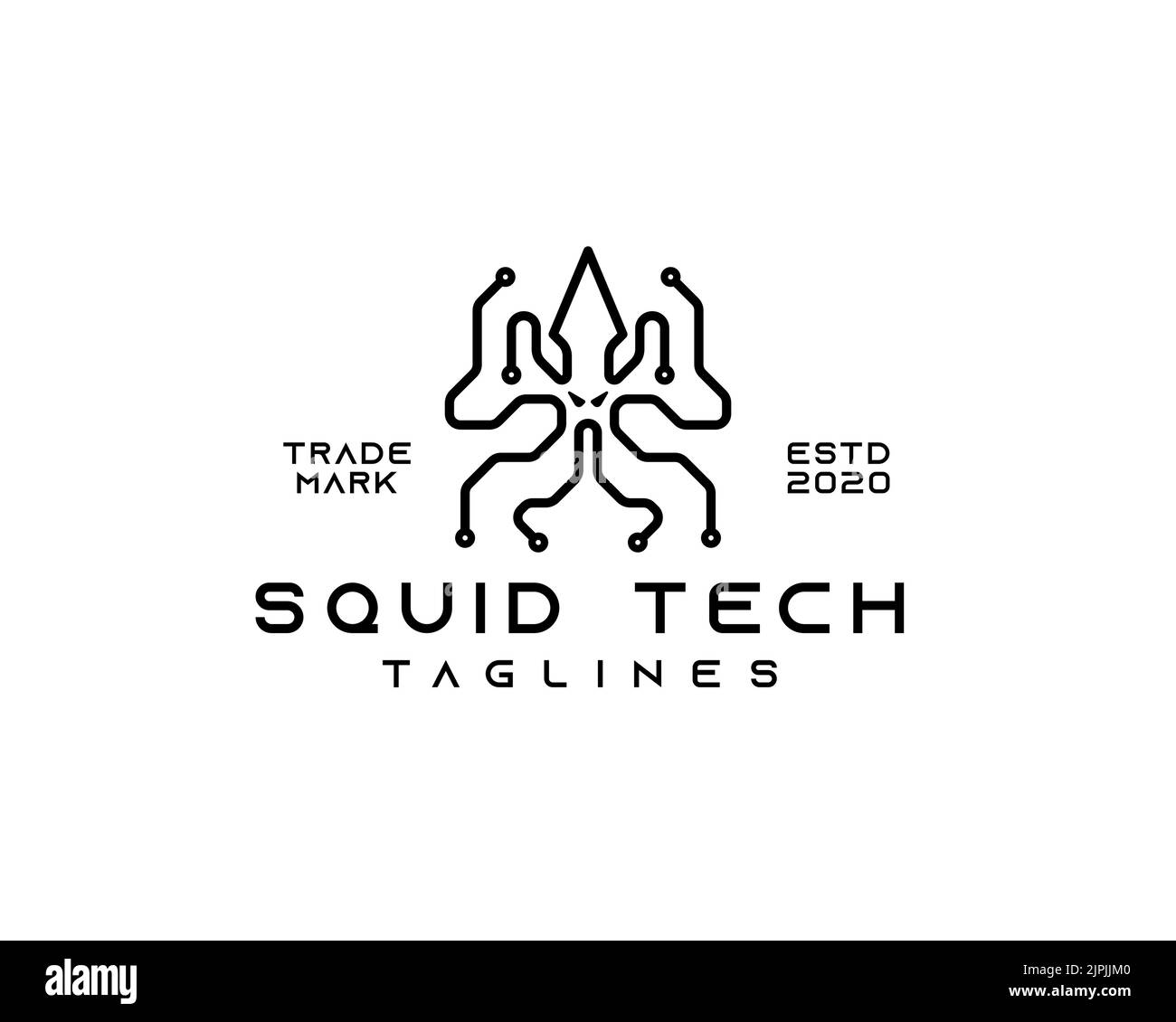 A creative logo with 'Squid Tech Taglines' text on a white background Stock Vector Image & Art ...