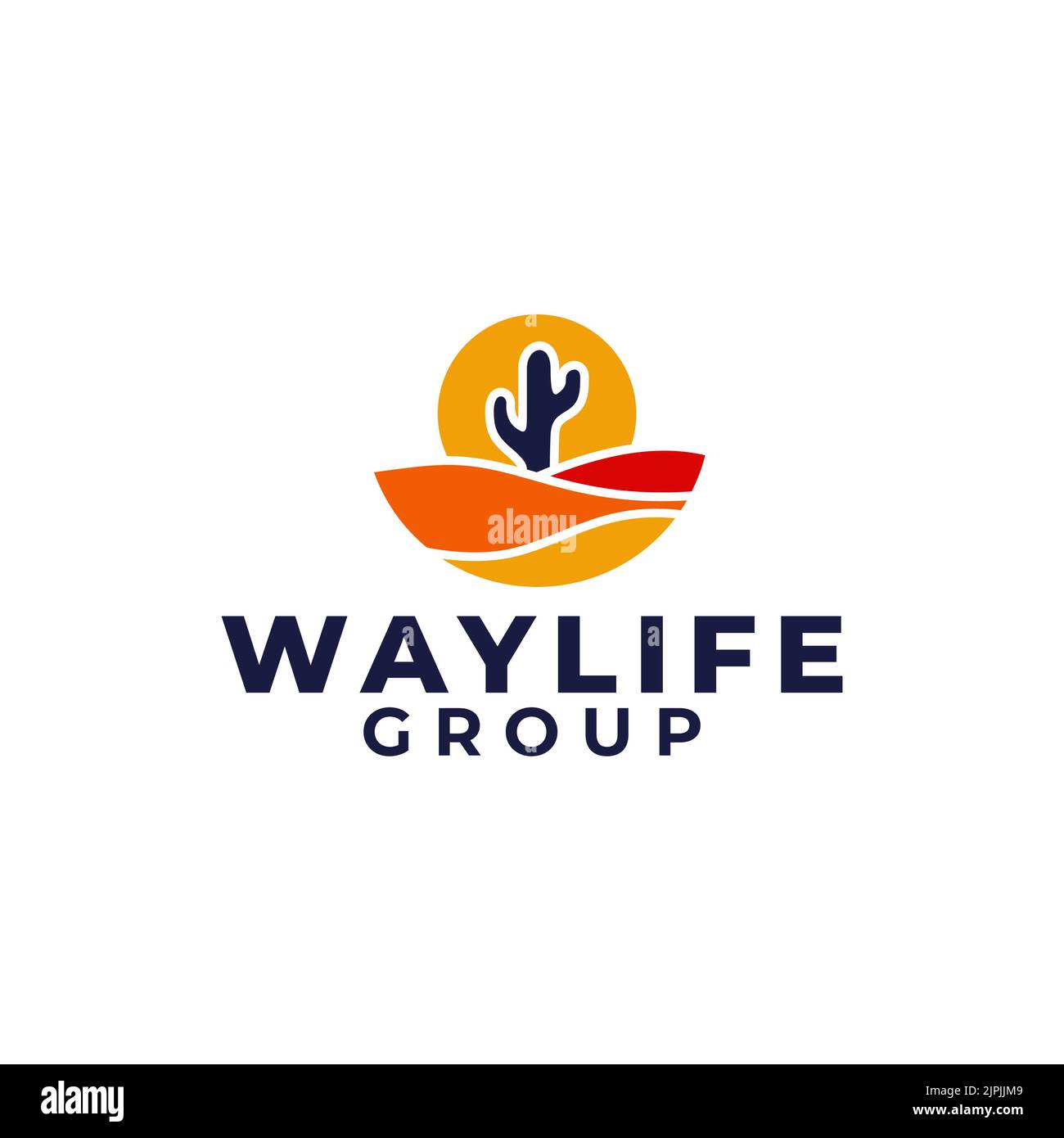 A creative logo with 'Waylife Group' text on a white background Stock ...