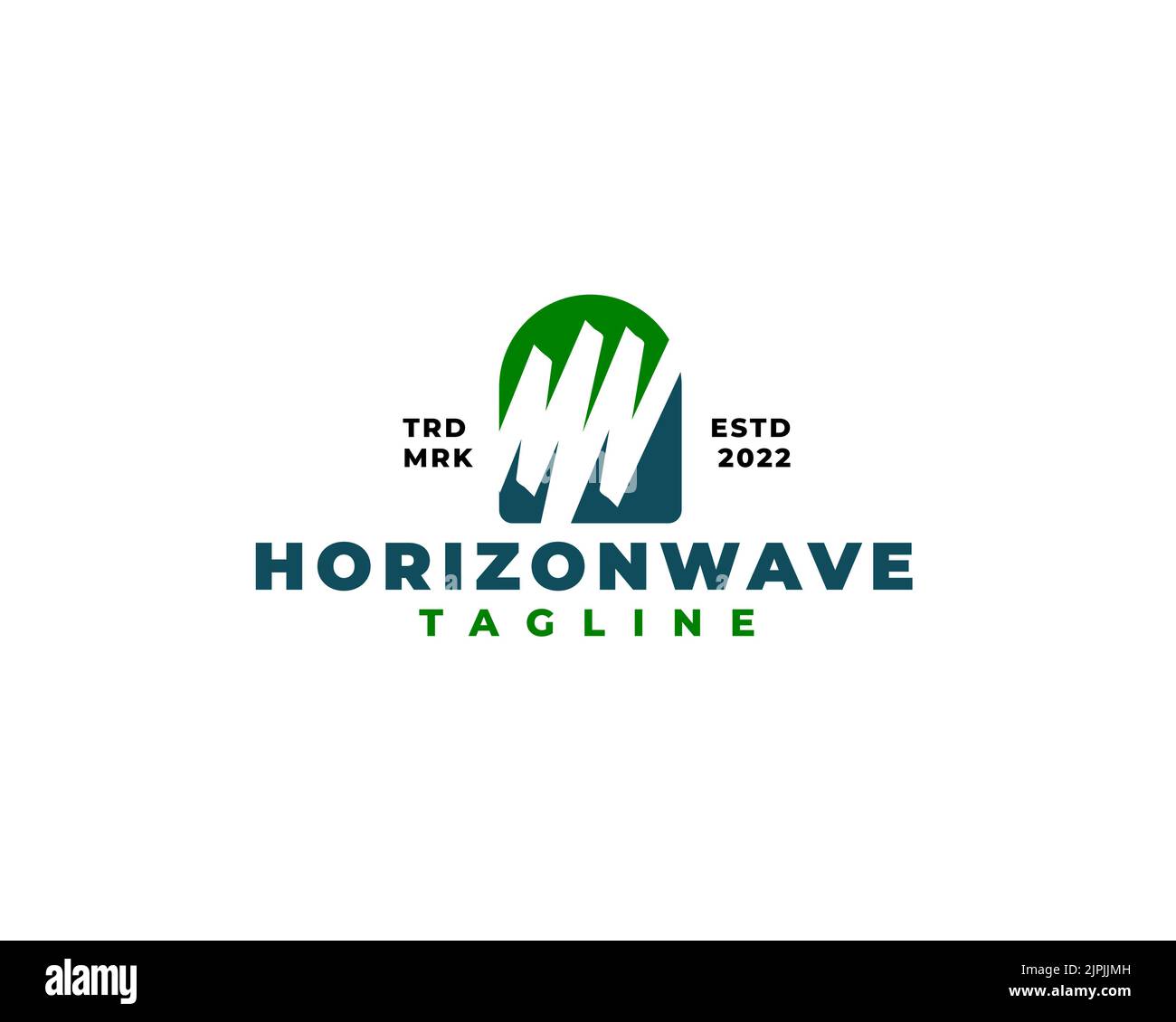 A creative logo with 'Horizon Wave' text on a white background Stock ...
