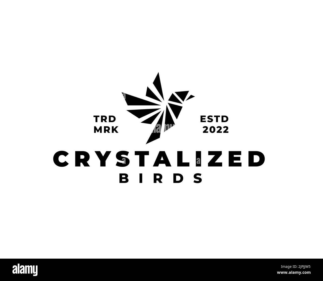 A creative logo with 'Crystalized Birds' text on a white background ...