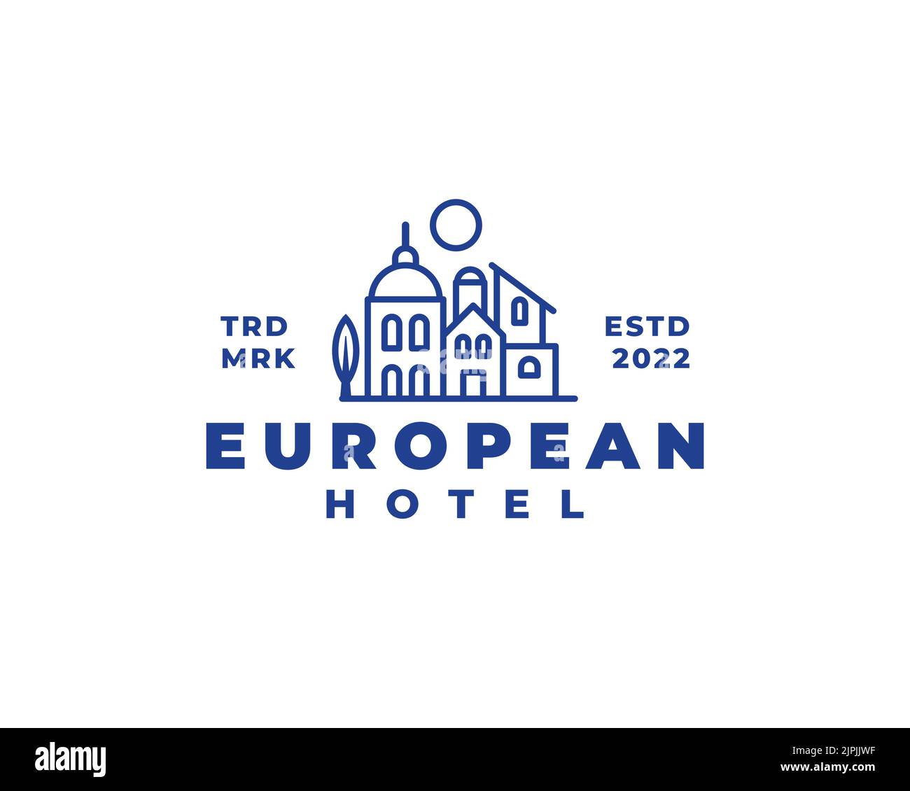 A creative logo with 'European Hotel' text on a white background Stock ...
