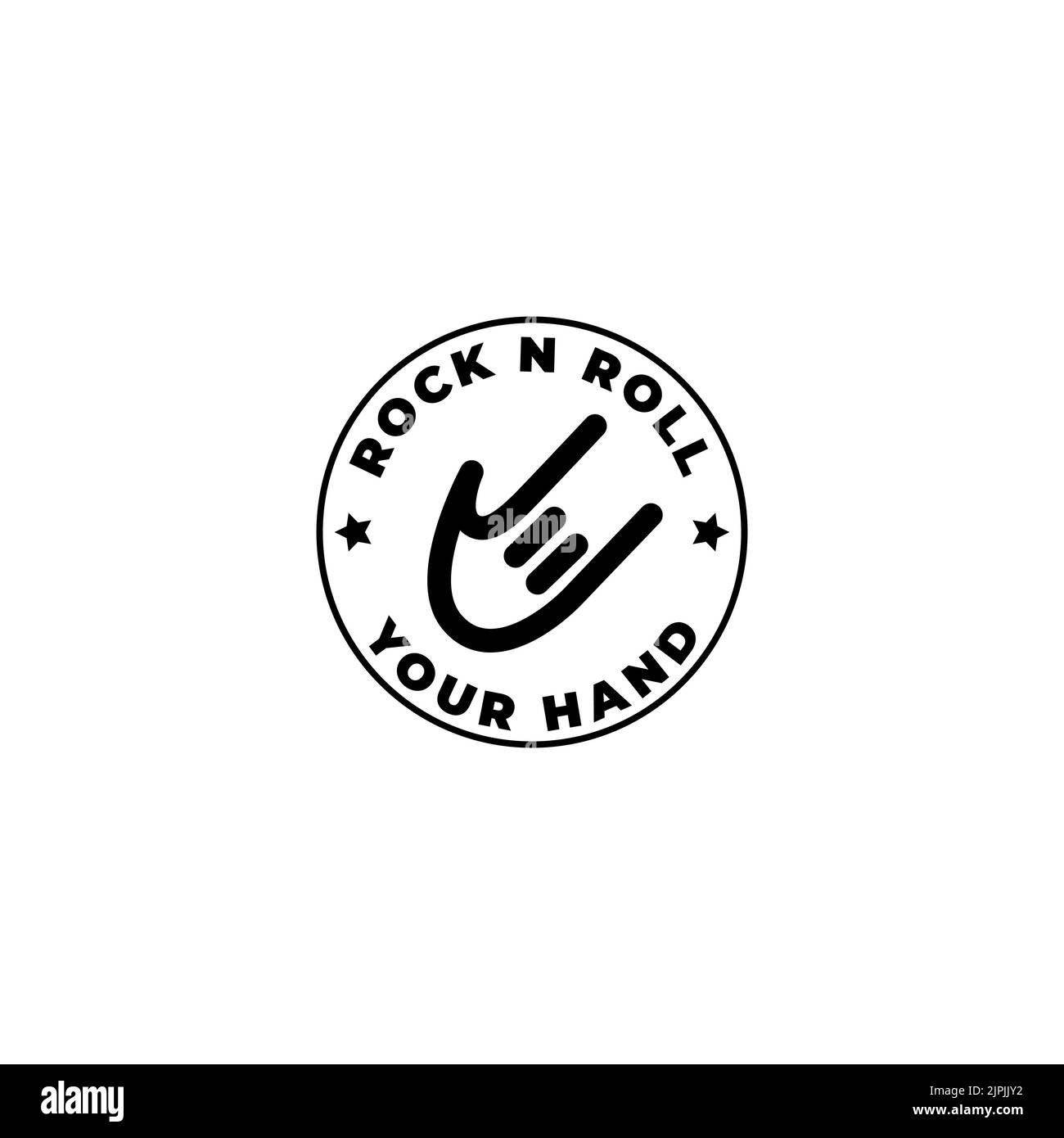 A creative logo with 'Rock N Roll Your Hand' text on a white background ...