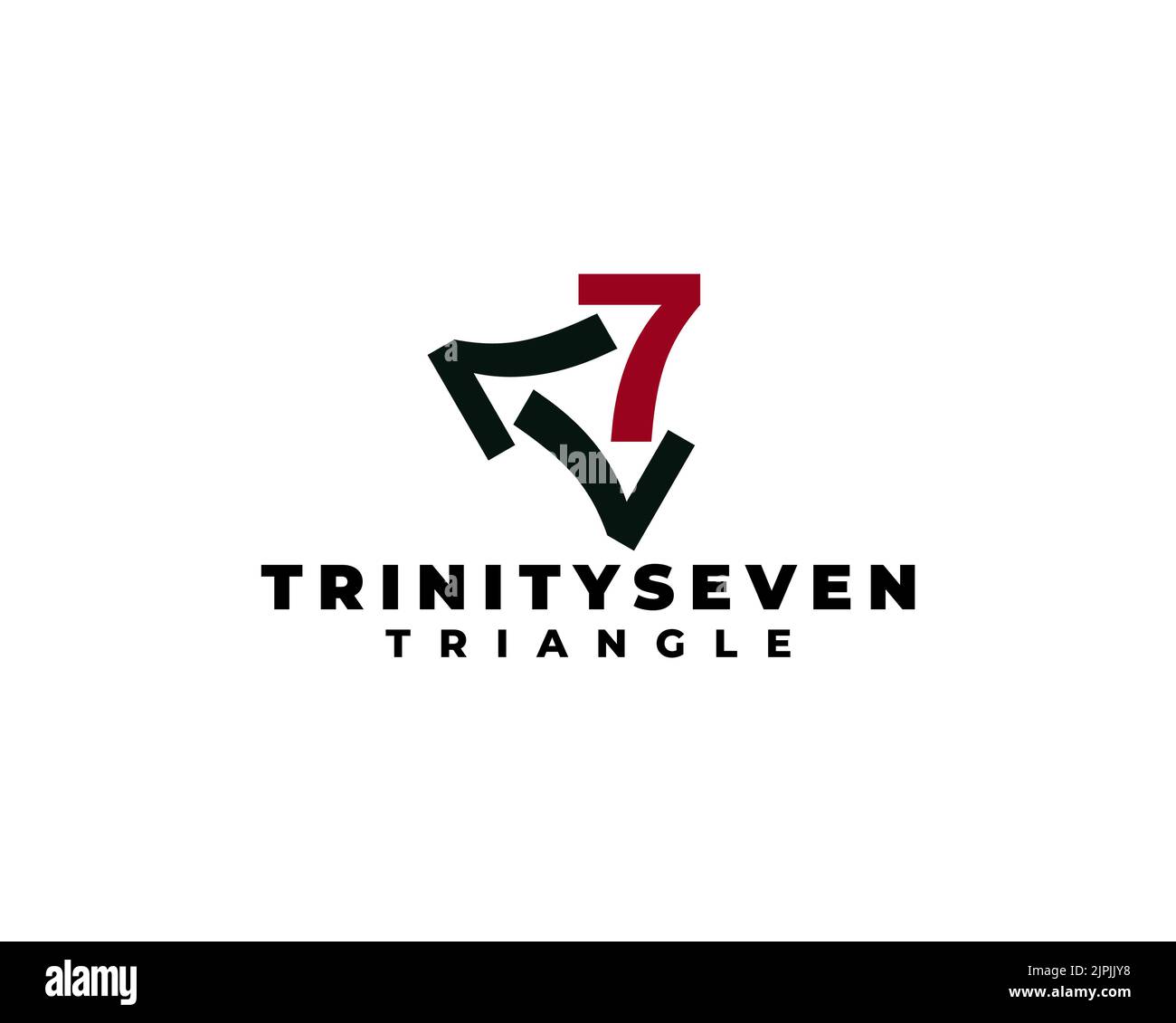 A creative logo with 'Trinity Seven' text on a white background Stock ...
