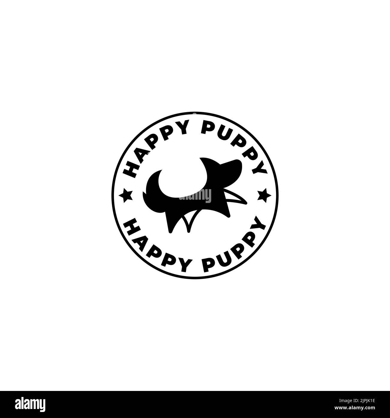 A creative logo with 'Happy Puppy' text on a white background Stock ...
