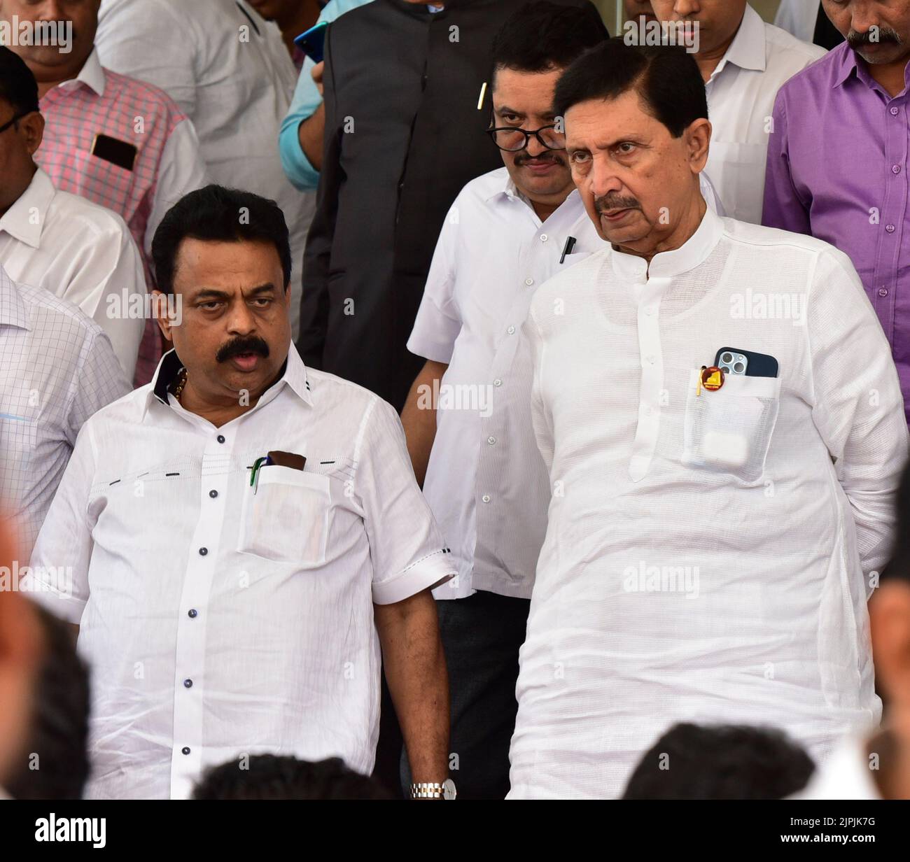 MUMBAI, INDIA - AUGUST 18: MLA Sunil Prabhu with MLC Ramraje Nimbalkar ...