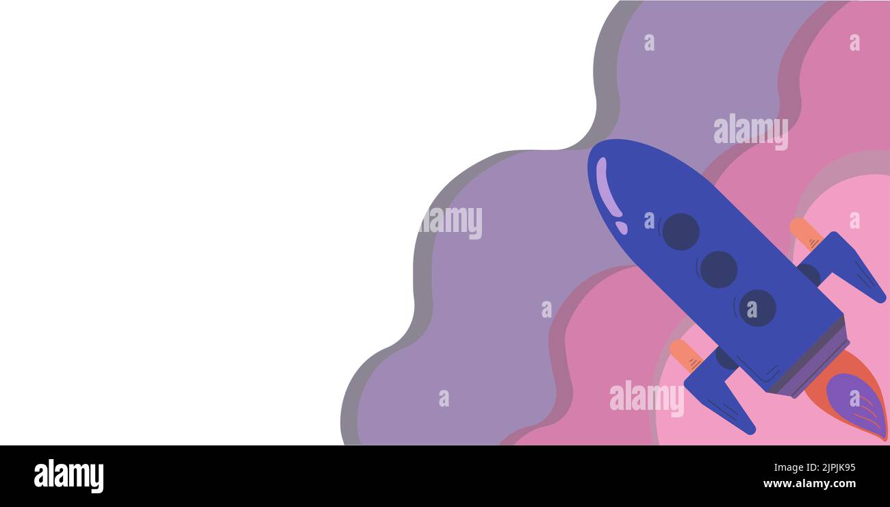 Rocket Taking Off Leaving Fire Behind And Presenting Important Message ...