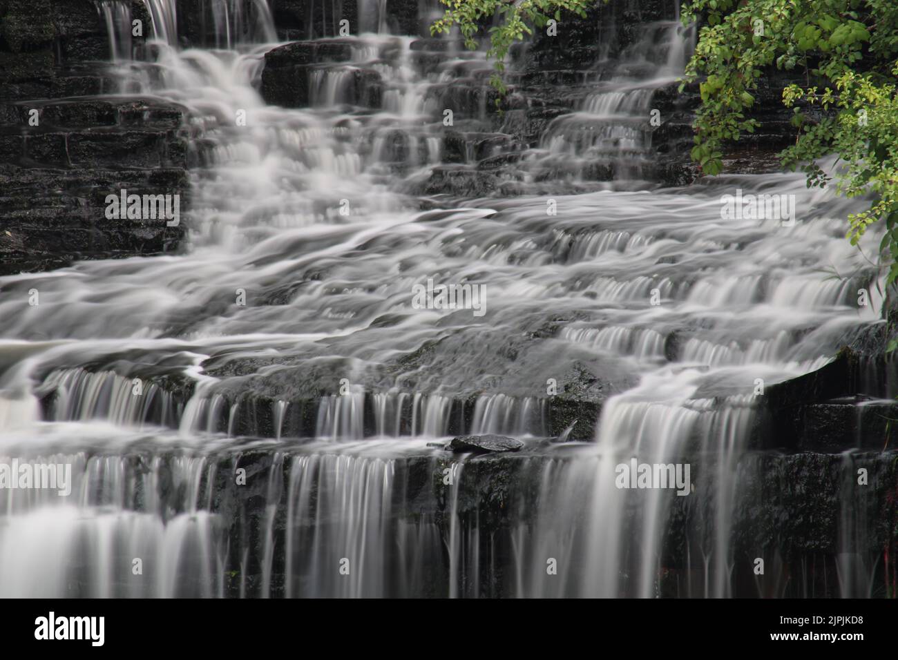 Beautiful Minnehaha falls long exposure of water flowing on a sunny ...
