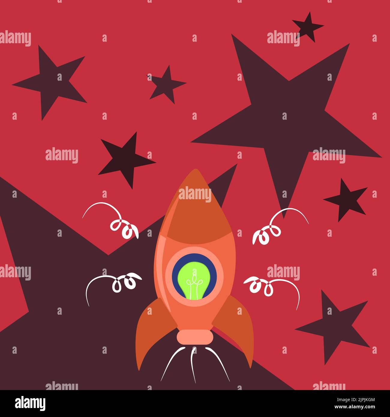 Rocket Taking Off Leaving Fire Behind And Presenting Important Message ...