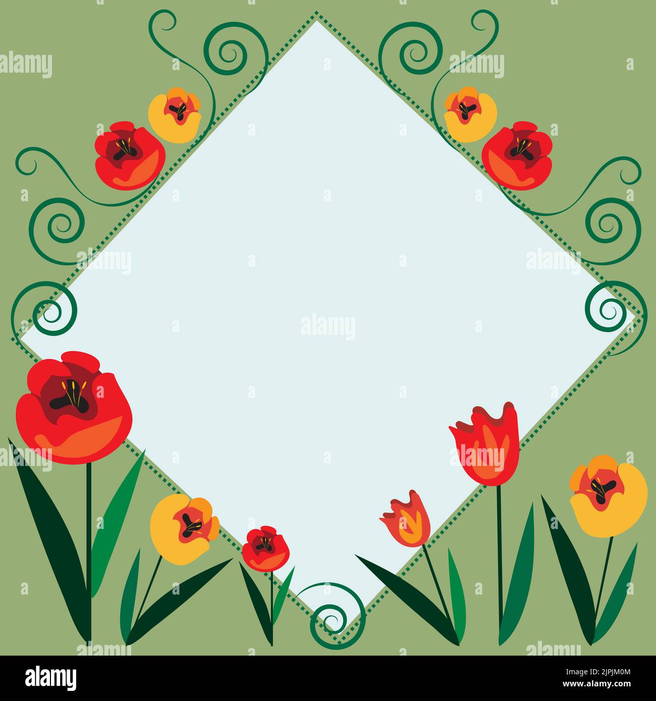 Frame With Leaves And Flowers Around And Important Announcements Inside ...