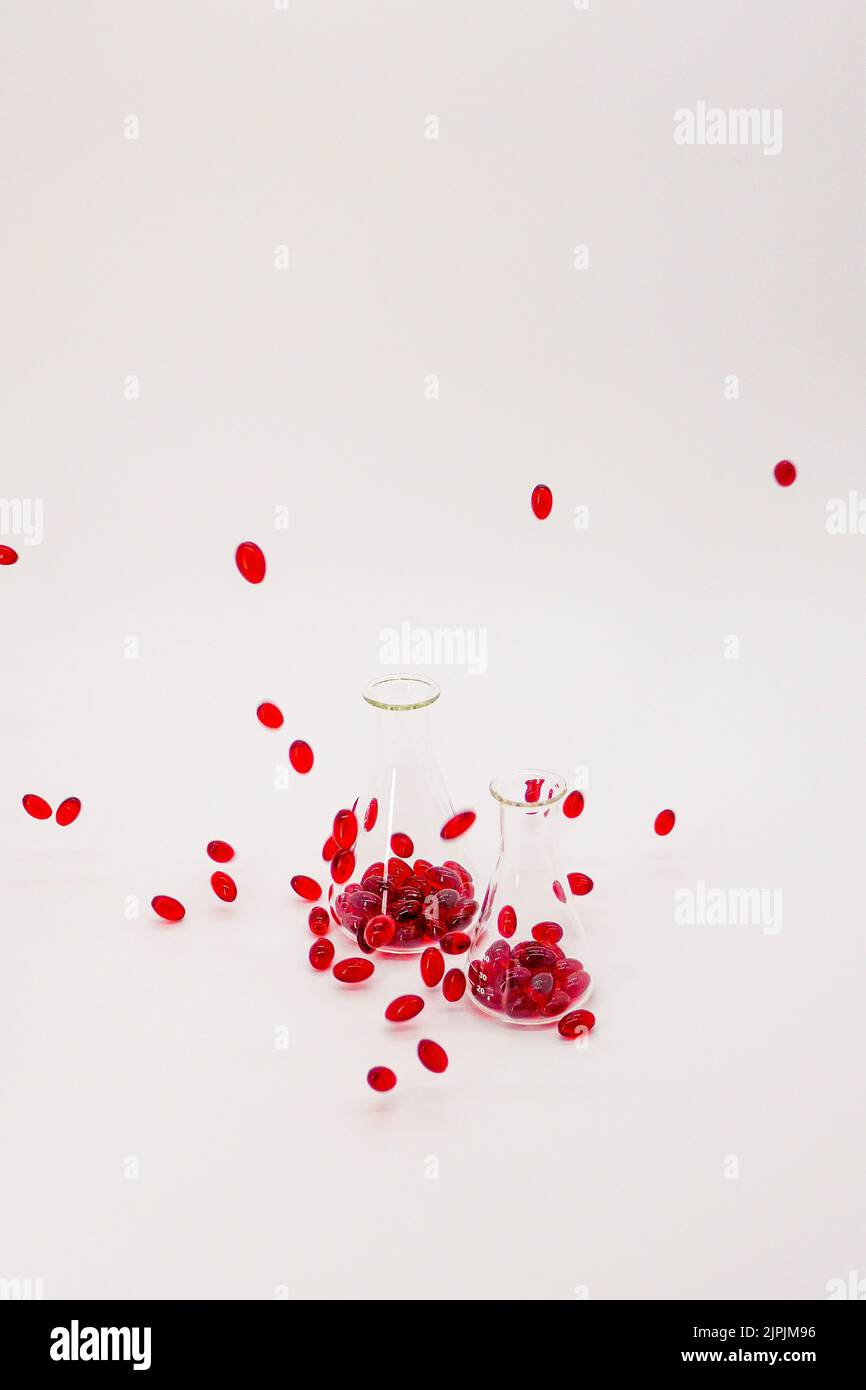 Krill oil red gelatin capsules.natural omega three acids.Source of ...