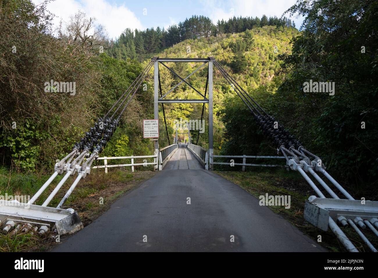 Suspension bridge, Otaki Gorge, Kapiti District, North Island, New ...