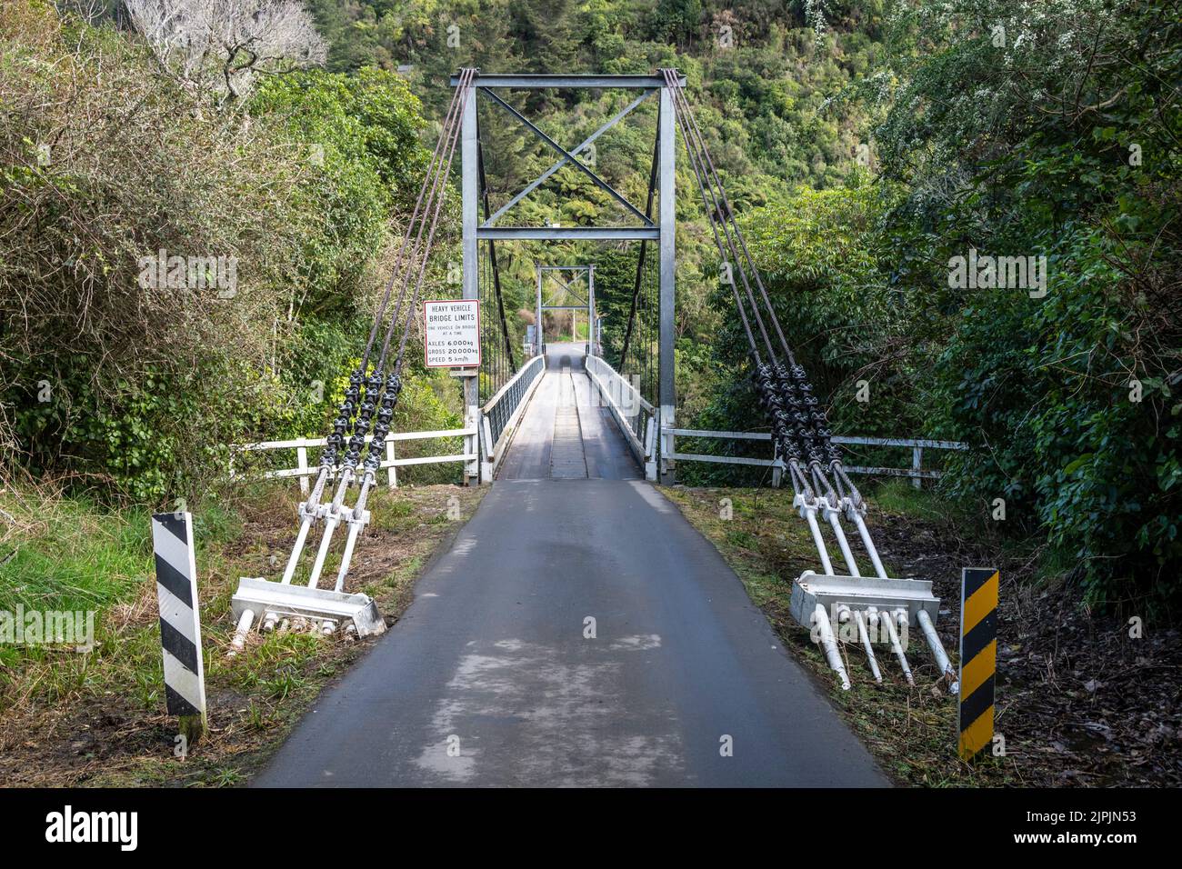 Suspension bridge, Otaki Gorge, Kapiti District, North Island, New ...