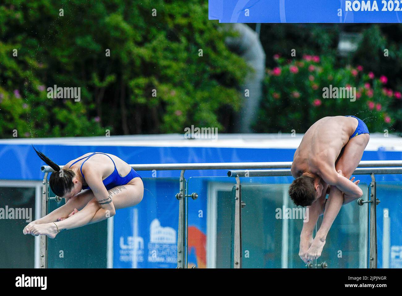 Roma, Italy. 16th Aug, 2022. LYSKUN Sofiia and SEREDA Oleksii UKR Dive MIXED - MIXED ...