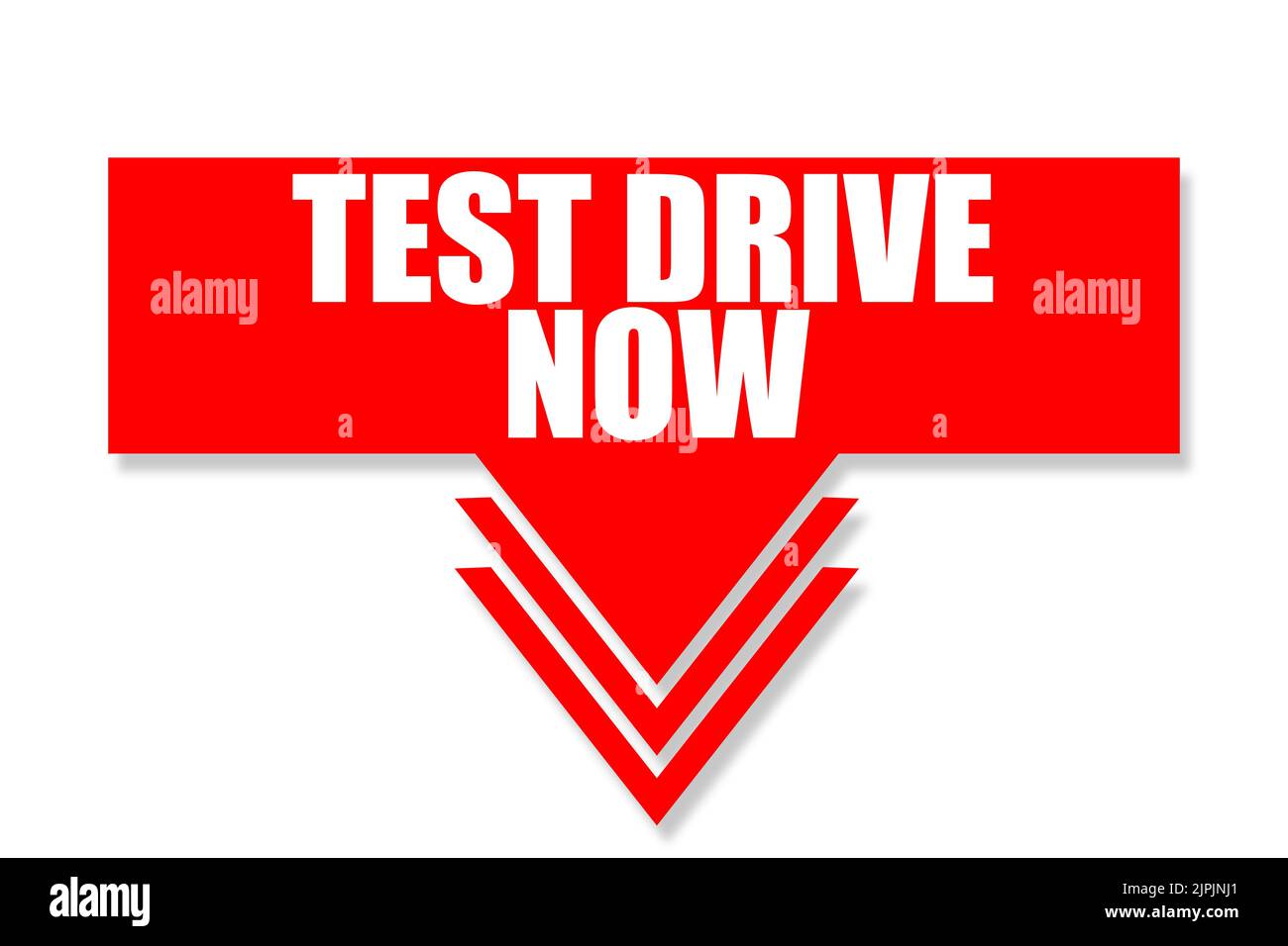 Test drive now with red arrow, 3d rendering Stock Photo - Alamy