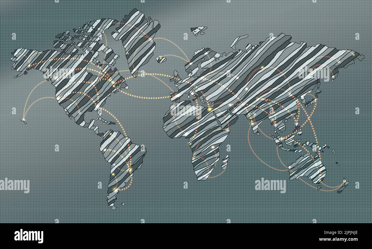 World map with destination marker dots, 3d rendering Stock Photo - Alamy