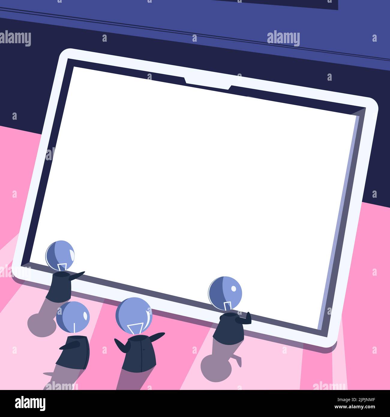 Little Robots Drawing Pressing On Tablet With Important Messages. Small ...